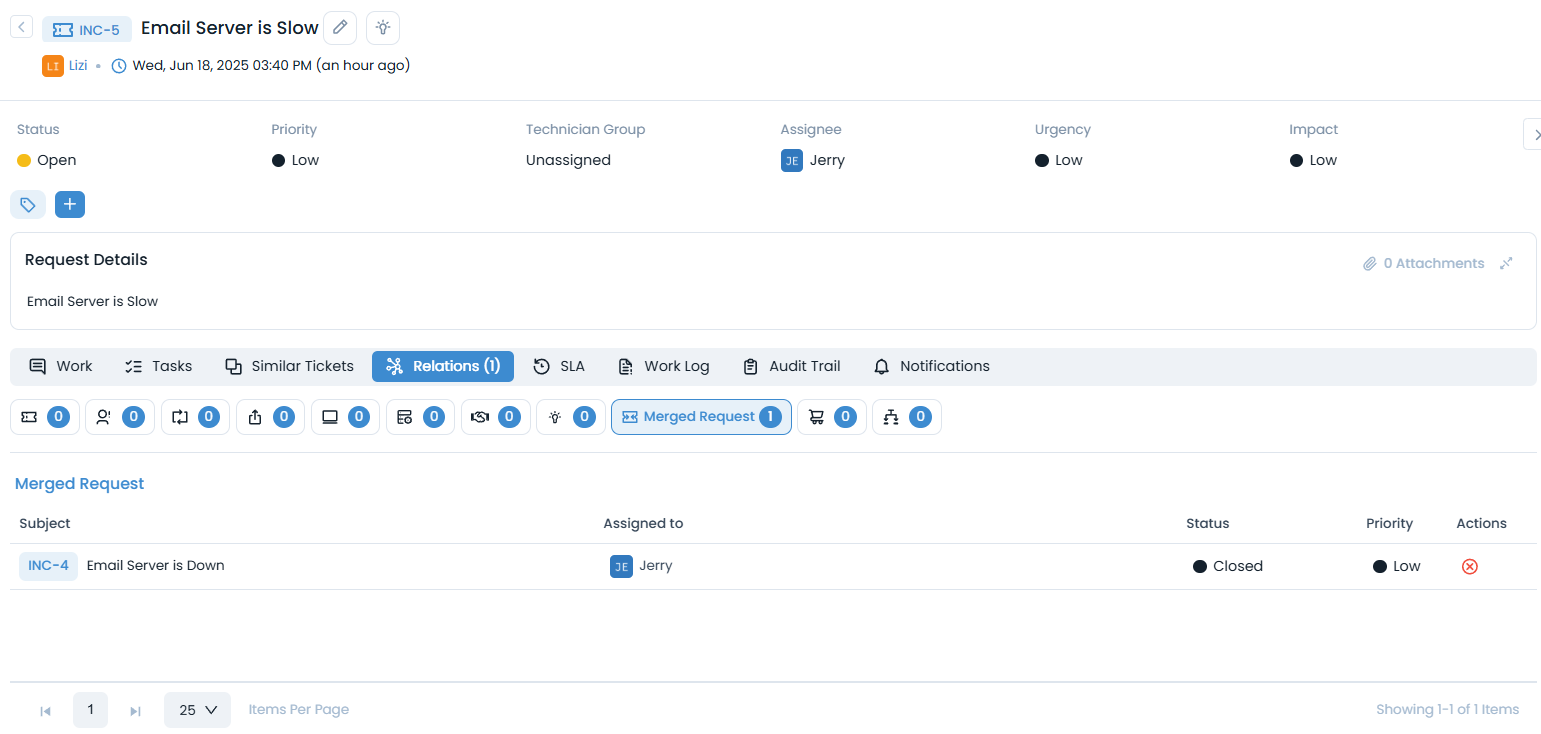 Merging and Splitting Requests | ServiceOps